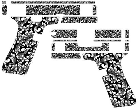 Artstation Glock 43x Gun Scroll Pattern Svg Template Vector File For Laser Engraving Ezcad 2