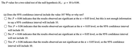 The P Value For A Two Sided Test Of The Null Chegg