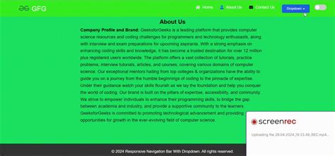 How To Create A Responsive Navigation Bar With Dropdown Geeksforgeeks
