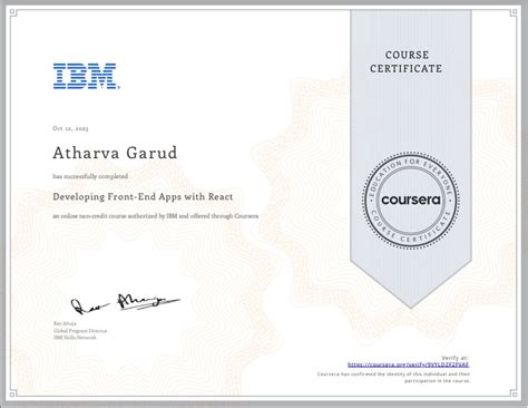 Atharva Garud On Linkedin Reactjs Frontenddevelopment Ibm Coursera