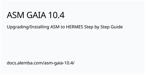 Upgradinginstalling Asm To Hermes Step By Step Guide Asm Gaia 104