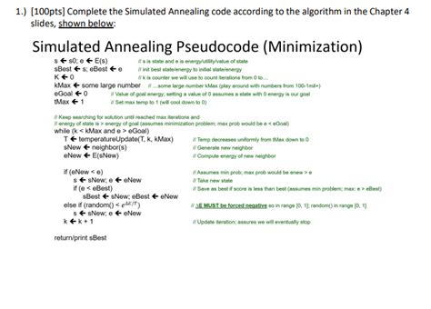 Solved 1 100pts Complete The Simulated Annealing Code
