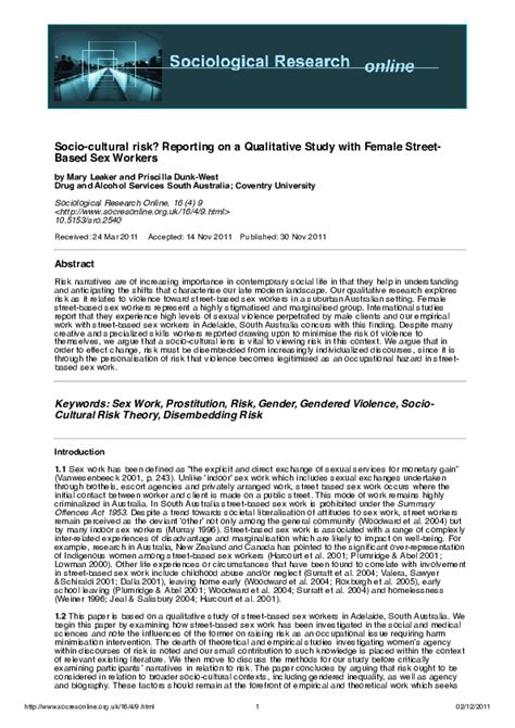 Pdf Sociocultural Risk Reporting On A Qualitative Study With Female