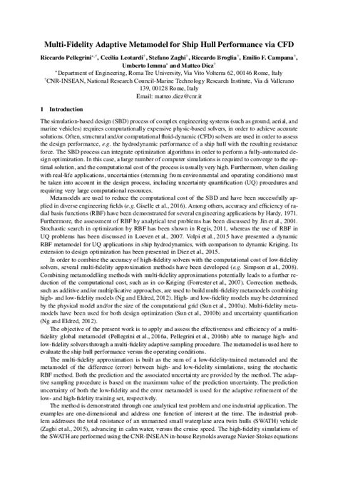 pdf multi fidelity adaptive metamodel for ship hull performance via cfd