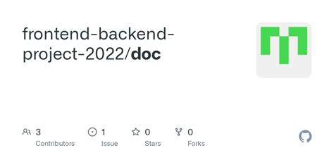 GitHub Frontend Backend Project 2022 Doc
