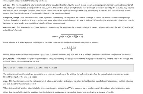 Solved Your Program Should Include The Following Functions