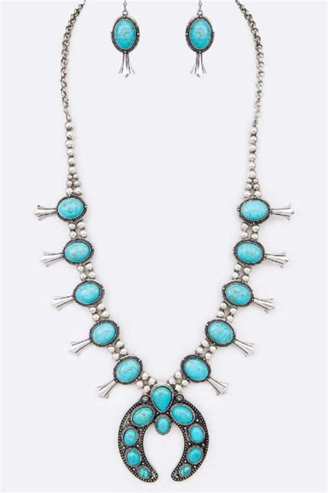 Squash Blossom Turquoise Western Necklace Set Kimbals