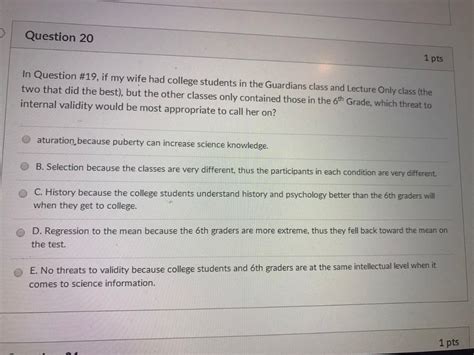 Solved I Question 20 1 Pts In Question 19 If My Wife Had Chegg Com