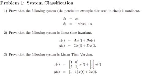 Solved Problem System ClassificationProve That The Chegg