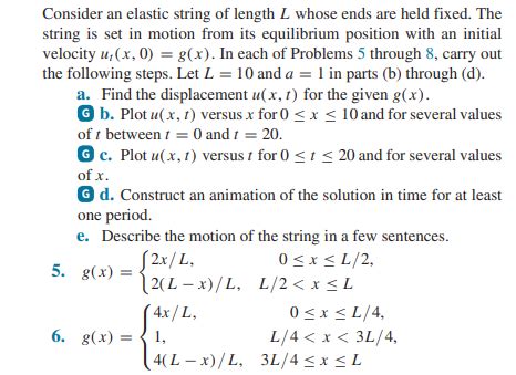 Solved Consider An Elastic String Of Length L Whose Ends Are Chegg
