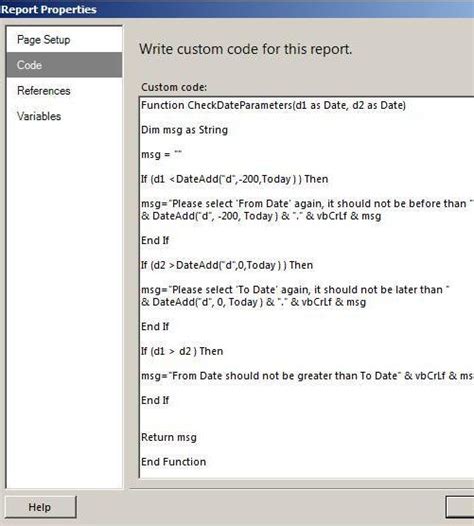 Sql Server And Msbi Ssrs Calendar And Date Restriction