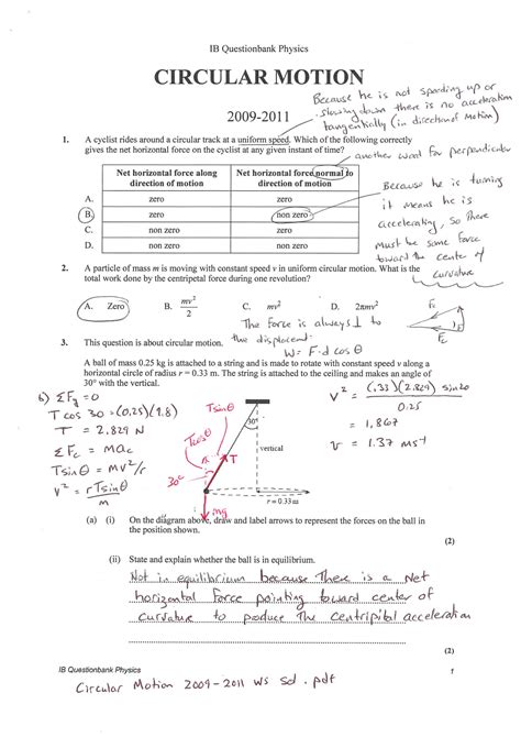 SOLUTION Physics Circular Motion Worksheet 3 Ib Questions Studypool