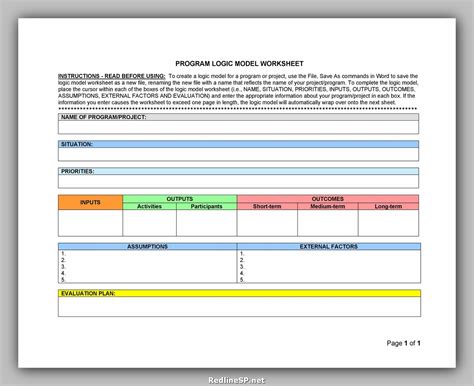 45 Cool Logic Model Template RedlineSP