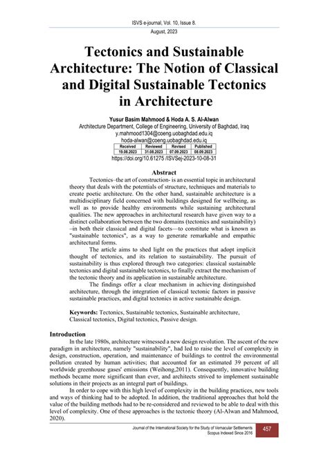 Pdf Tectonics And Sustainable Architecture The Notion Of Classical And Digital Sustainable