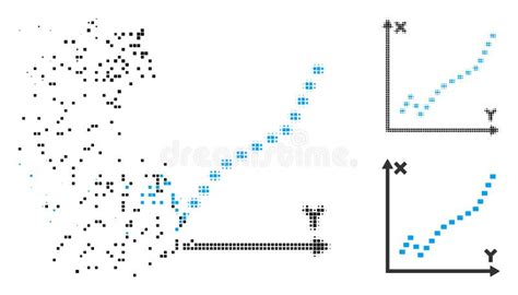 Dust Pixel Halftone Dotted Function Plot Icon Stock Vector