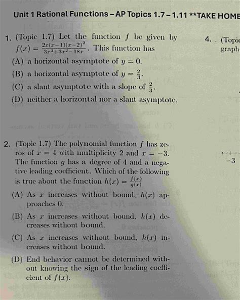 [solved] unit 1 rational functions ap topics 1 7 1 11 t