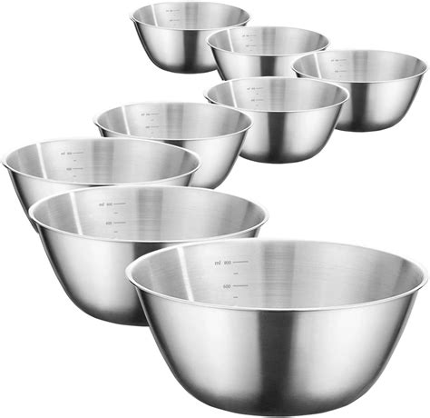 Wanby Stainless Steel Bowls 8 Pcs Metal Lightweight