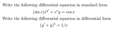 Solved Write The Following Differential Equation In Chegg Com