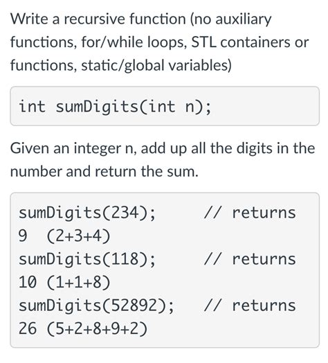 Solved Write A Recursive Function No Auxiliary Functions Chegg