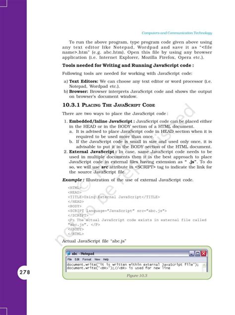Ncert Book For Class 11 Computers Chapter 10 Client Side Scripting