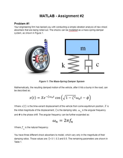 Solved Matlab Assignment 2 Problem 1 Your Engineering