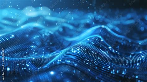 Abstract Blue Tech Background With Digital Waves Dynamic Network