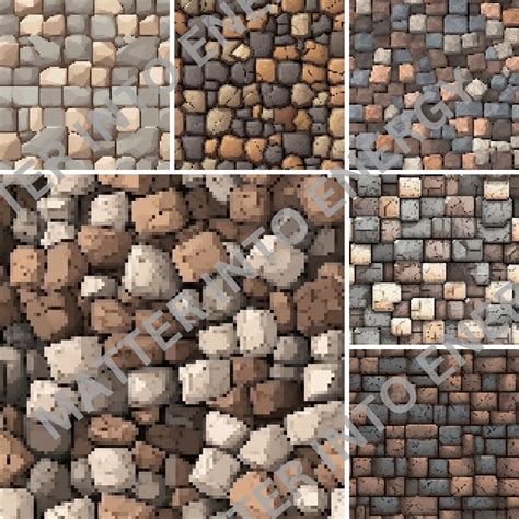 Pixel Cobblestone Patterns 16 Pack 300dpi Digital Seamless Patterns