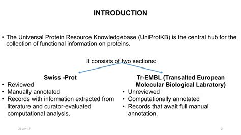 Swiss prot database | PPTX | Databases | Computer Software and Applications
