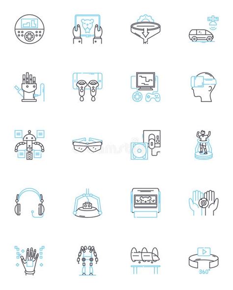 Robotics Technology Linear Icons Set Automation Robotics Artificial