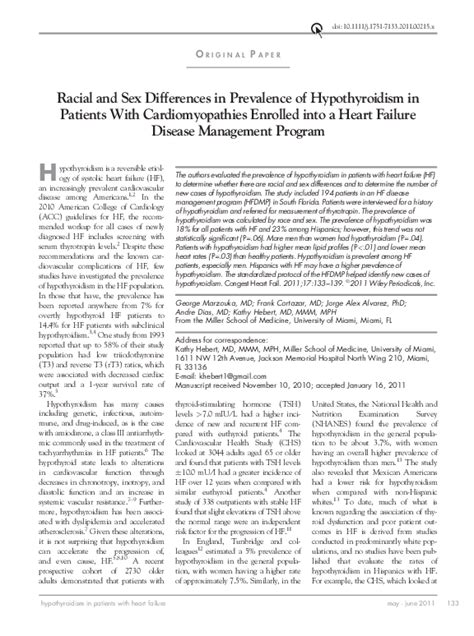 Pdf Racial And Sex Differences In Prevalence Of Hypothyroidism In