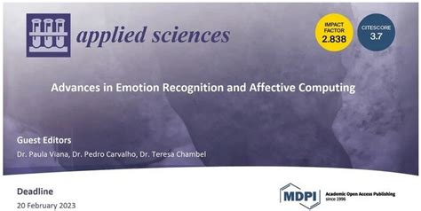 Pdf Special Issue Open For Submissions Advances In Emotion Recognition And Affective Computing