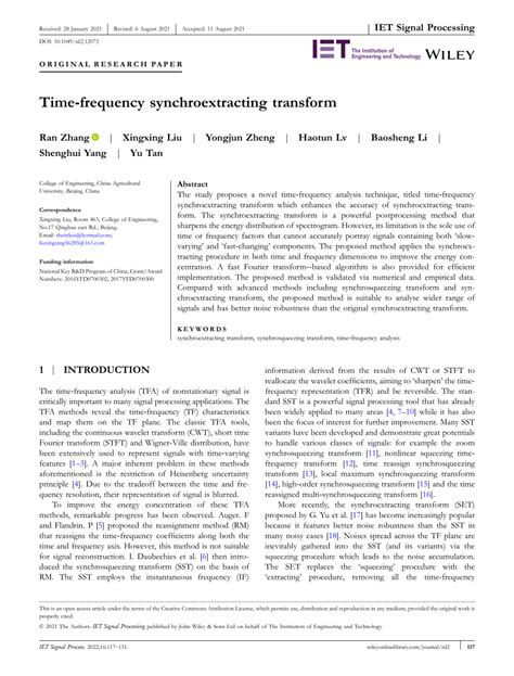 PDF Timefrequency Synchroextracting Transform