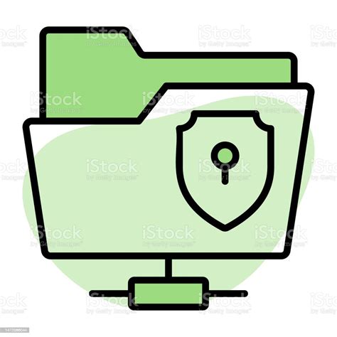 Protection Shield With Network Folder Concept Vector Of Secure Data