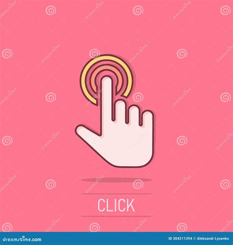 Click Mouse Icon In Comic Style Pointer Vector Cartoon Illustration On