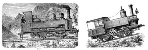 알프스 1898에서 기관차 증기 열차를 운전하는 두 개의 철도 시스템 기관차에 대한 스톡 벡터 아트 및 기타 이미지 기관차