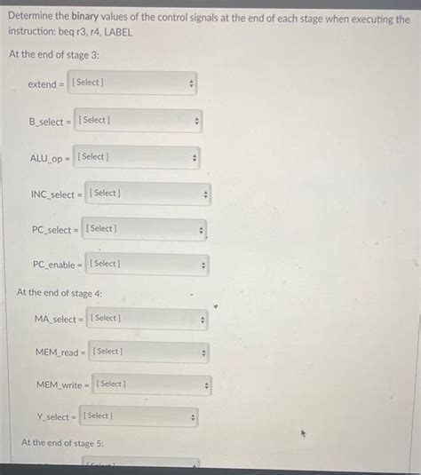 Determine The Binary Values Of The Control Signals At Chegg
