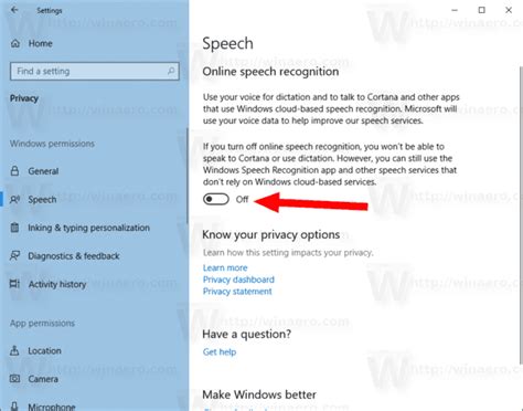 Disable Online Speech Recognition In Windows 10