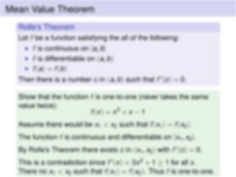 SOLUTION Math Calculus Mean Value Theorem Studypool