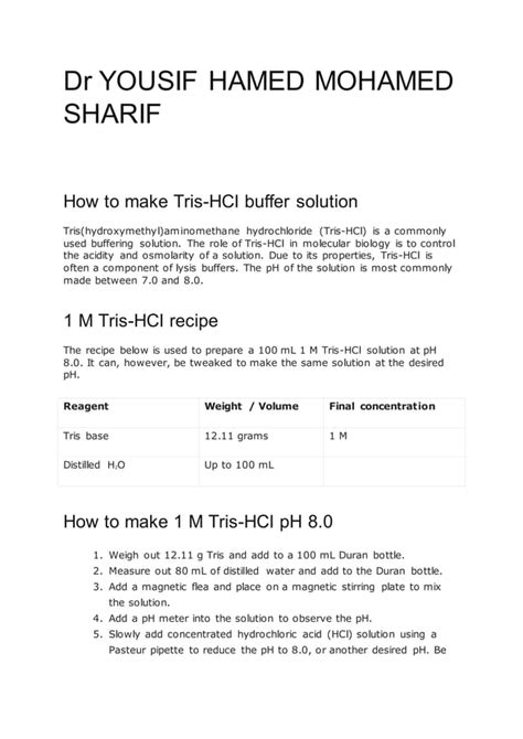 Tris Hcl Buffer Docx