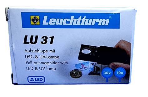 זכוכית מגדלת נשלפת עם תאורת Led ו2 עדשות הגדלה X10 וx30 כולל תאורת