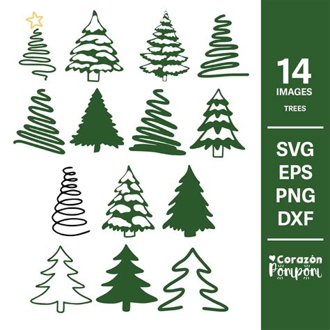Trees Trees SVG Trees Clipart Snowy Trees Christmas Trees SVG Files Cricut Silhouette Etsy