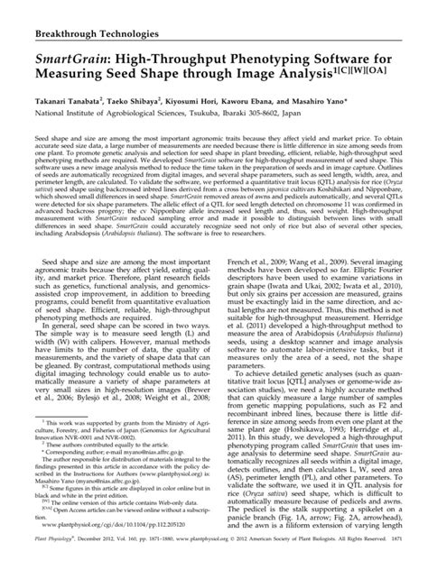 Smartgrain High Throughput Phenotyping Software For Measuring Seed Shape Through Image Analysis Smartgrain High Throughput Phenotyping Software For Measuring Seed Shape Through Image Analysis