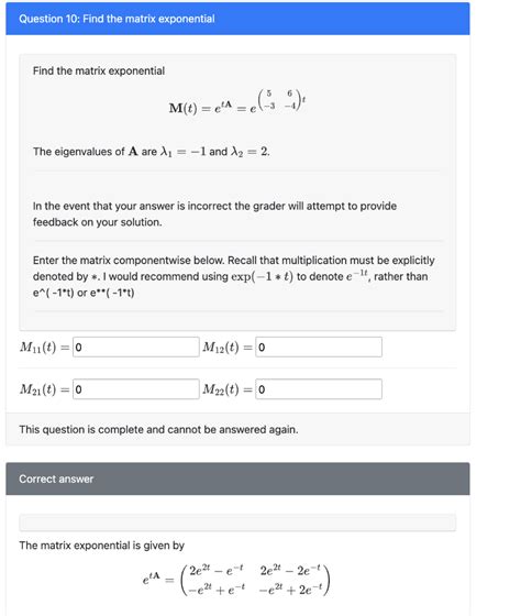 find the matrix exponential m t eta e 5−36−4 t the