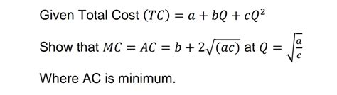solved given total cost tc a bq cq2show that