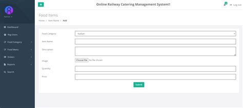 online railway catering management system railway catering management