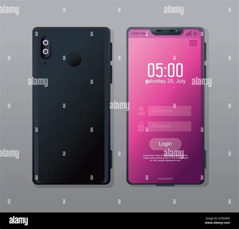 Realistic Smartphones Mockup With Login In Screen Stock Vector Image