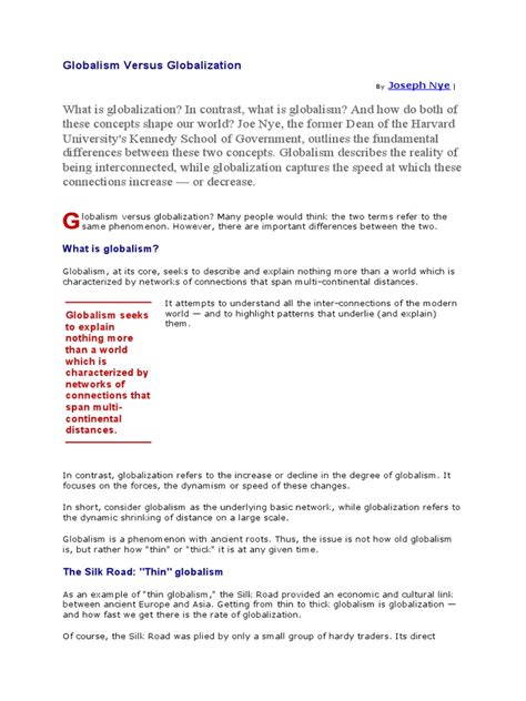 Globalism Vs Globalization Explained Pdf Nature
