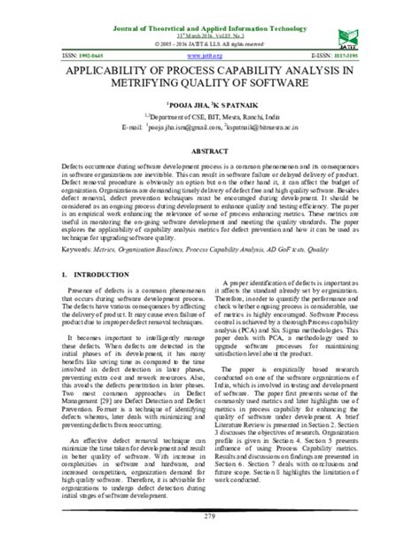 Pdf Applicability Of Process Capability Analysis In Metrifying