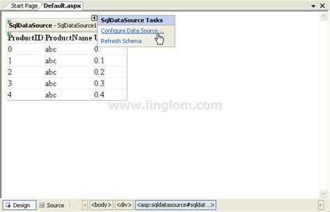 Accessing SQL Server On ASP NET Using SqlDataSource Part 1 UPDATE