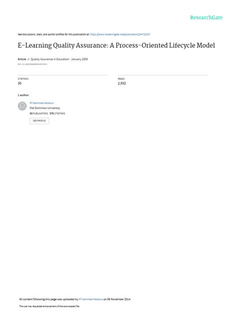 E Learningqualityassuranceaprocess Orientedlifecyclemodel Pdf